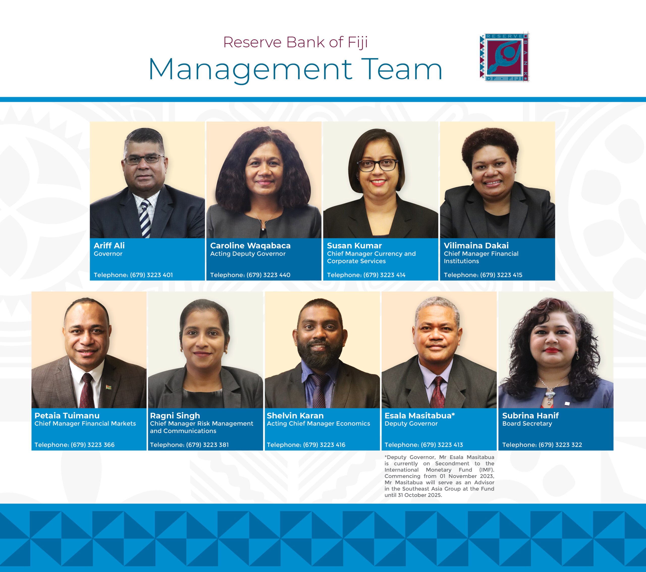 Management Team - Reserve Bank of Fiji