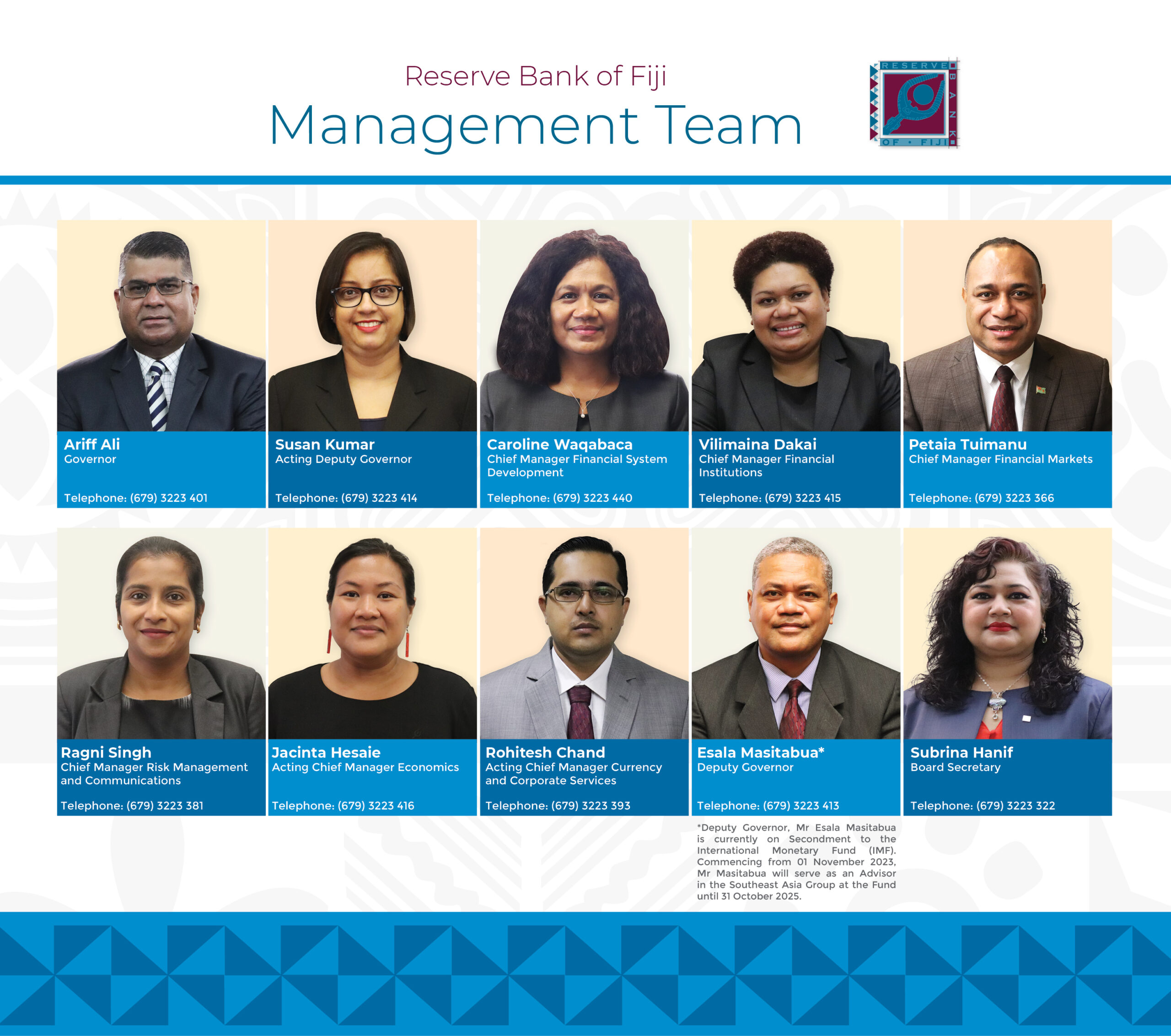 Management Team - Reserve Bank of Fiji