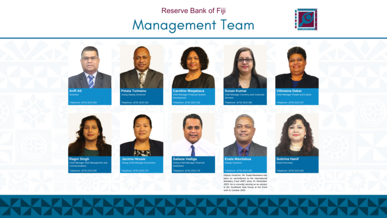 Management Team - Reserve Bank of Fiji
