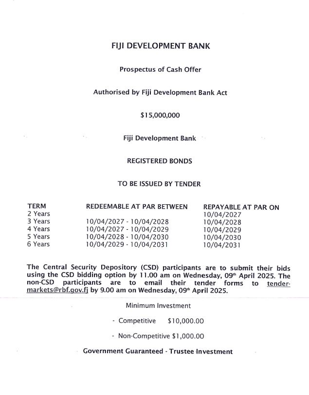 Fiji Development Bank Issue No.5 of 2025 - Reserve Bank of Fiji